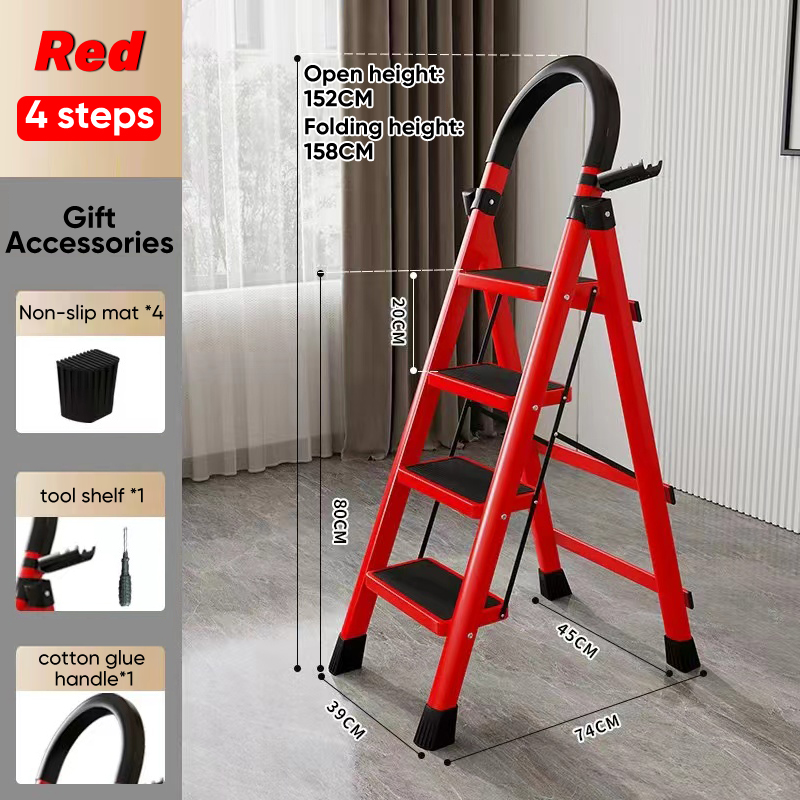 Shall Ladder Foldable Aluminum Carbon Steel Thicker Ladder 4/5/6 steps ...