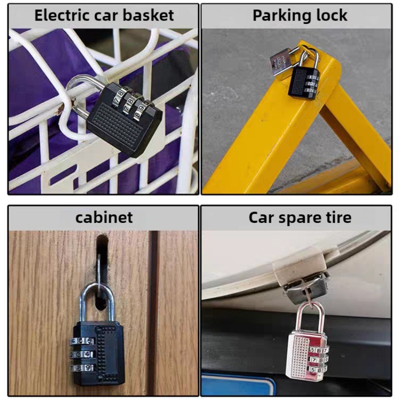Waterproof Combination Lock 3-Digit Code Lock Long Hook Heavy Duty ...