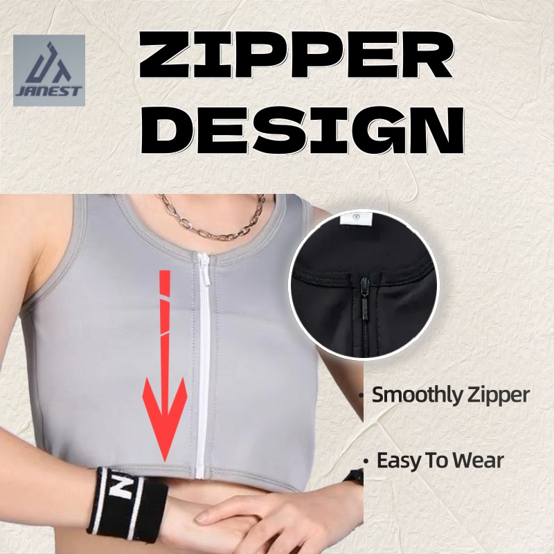 Bandage Chest Binder Front Zipper Short Breathable Breast Binder 3 ...