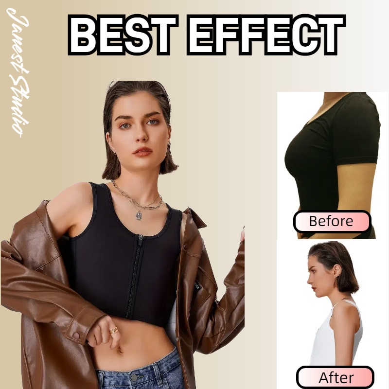 Bandage Chest Binder Front Zipper Short Breathable Breast Binder 3 ...