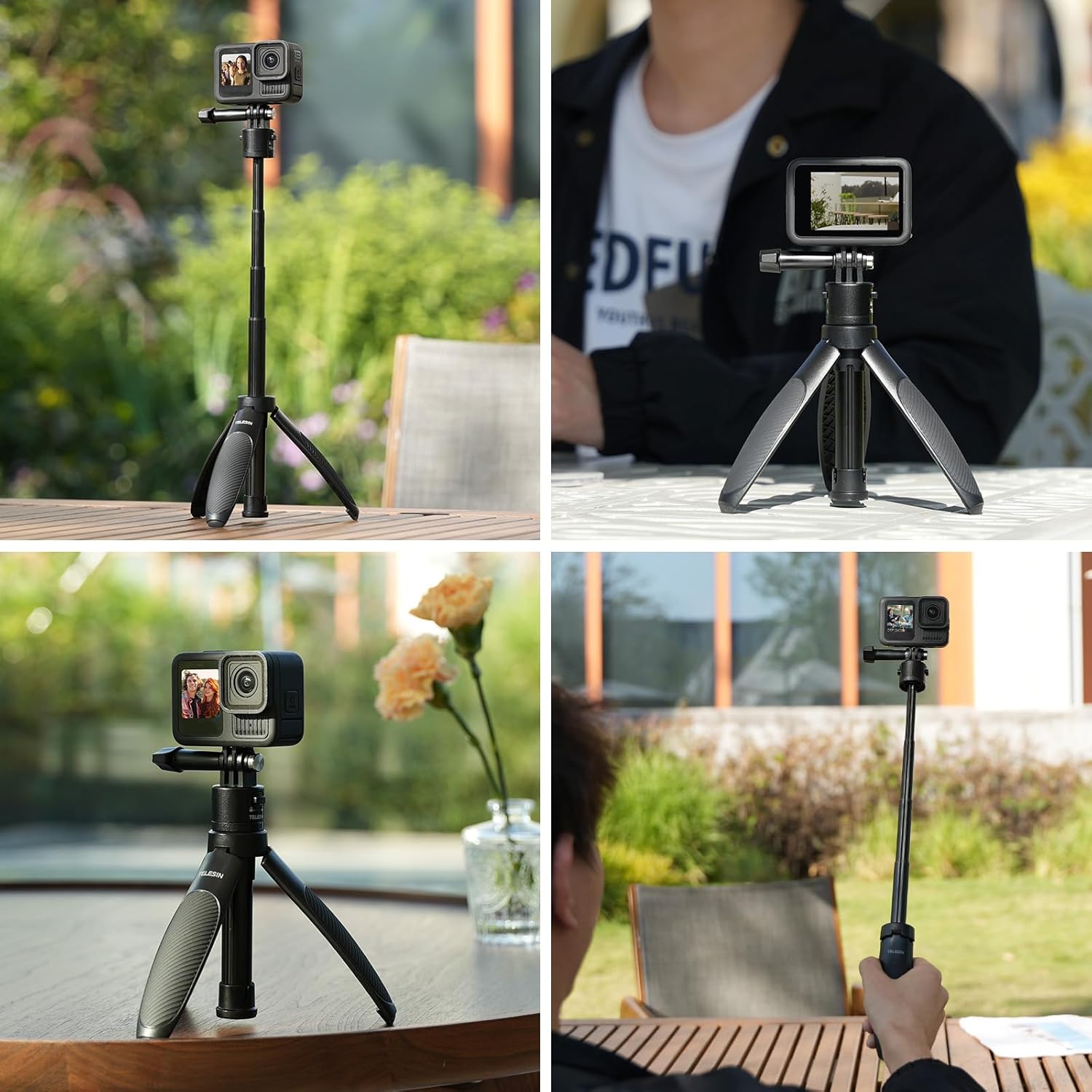 TELESIN Mini Quick Release Selfie Stick Tripod Portable Adjustable ...