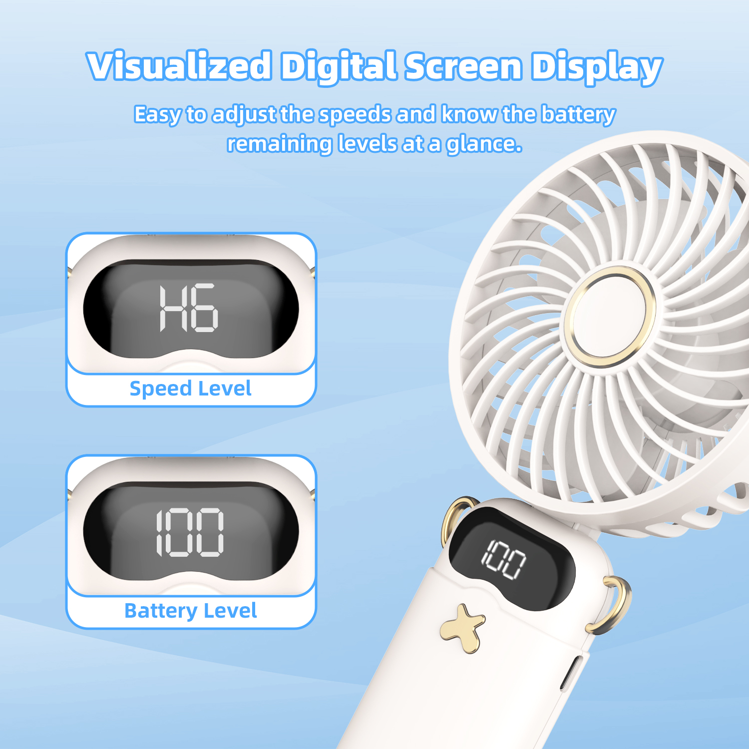 GOOJODOQ 5000 mAh Mini Fan Rechargeable Portable for School with Light ...