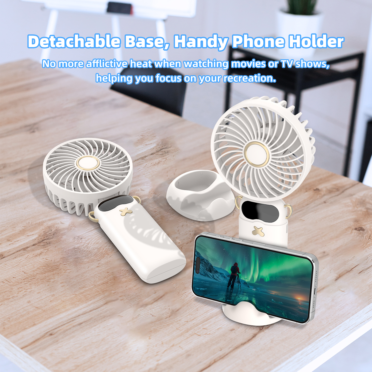 GOOJODOQ 5000 mAh Mini Fan Rechargeable Portable for School with Light ...