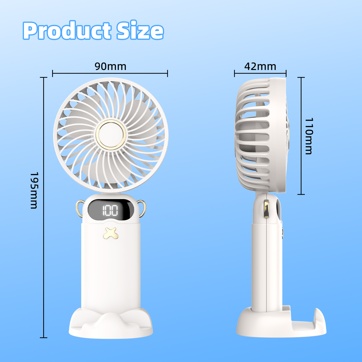 GOOJODOQ 5000 mAh Mini Fan Rechargeable Portable for School with Light ...