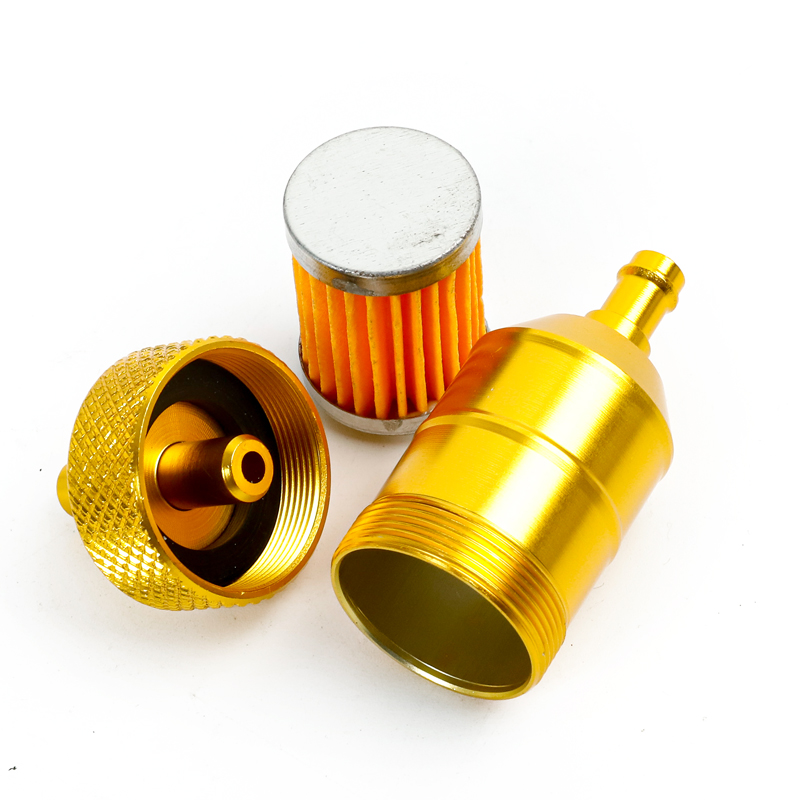 5pcs Reusable Washable Fuel Filter Element+CNC Alloy Petrol Gas Filter ...