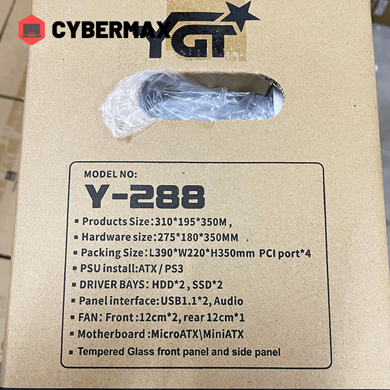 YGT Y-288 Gaming PC Case With 2Pcs Fan Tempered Glass Micro ATX Desktop ...