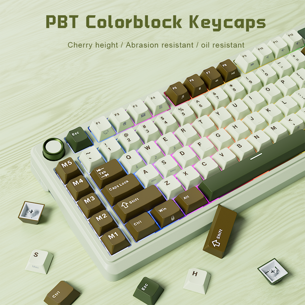 Royal Kludge RK L75 Palm Green 85 Key Diy Tri-Mode RGB Wired Bluetooth ...