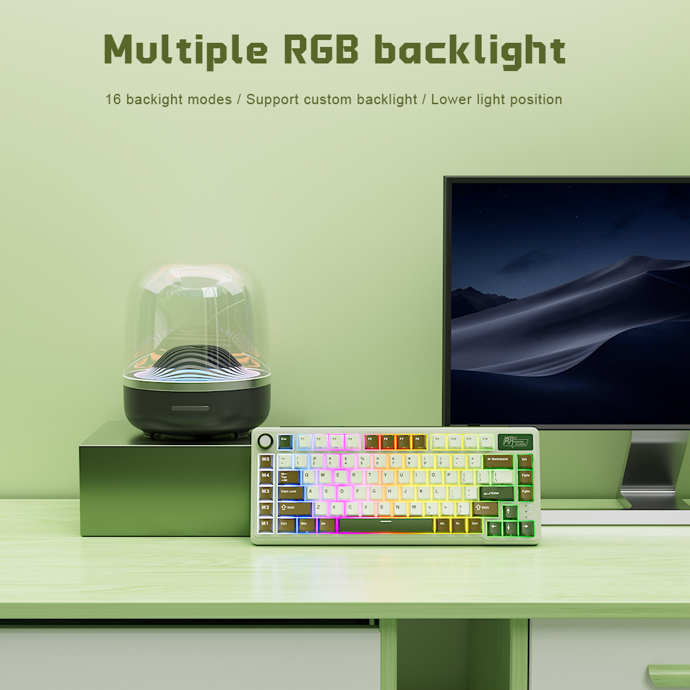 Royal Kludge RK L75 Mocha Grey 85 Key Diy Tri-Mode RGB Wired Bluetooth ...