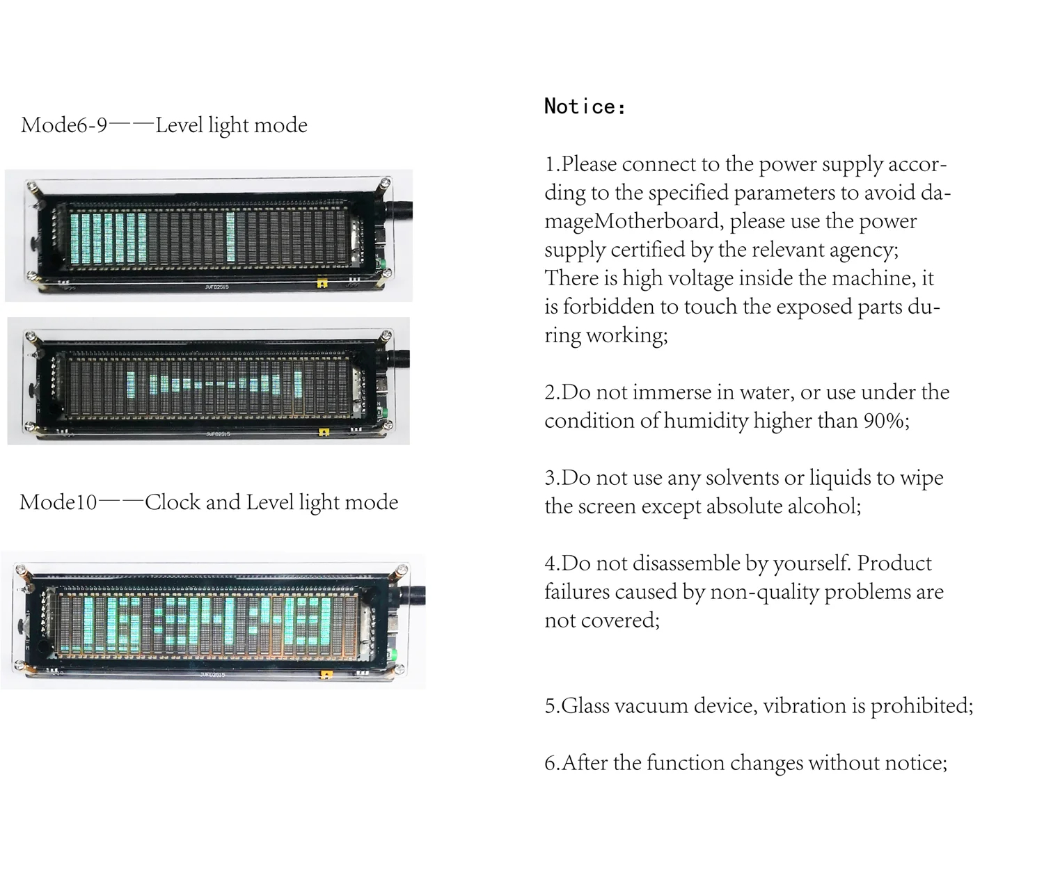 VFD Music Spectrum CLOCK Display Level Indicator rhythm Analyzer Audio ...