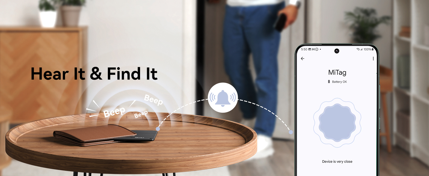 For Android MiLi MiCard Pro Smart Anti-Loss Card With Lost Mode NFC Function Supports Google ...