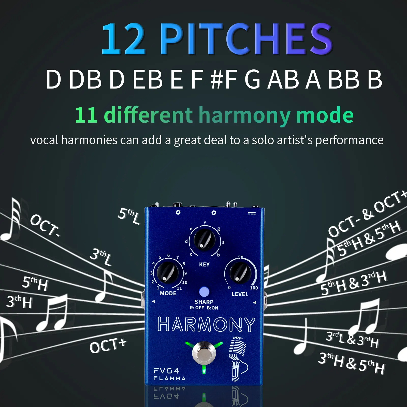 Vocal Harmony Effects Processor 12 Pitches with 11 Different Harmony ...