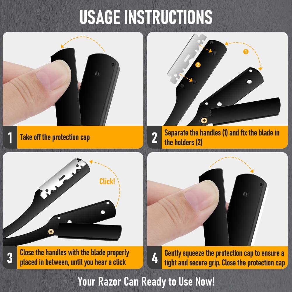 Professional Beard & Mustache Grooming Kit With Razor And Brush , Men’s ...