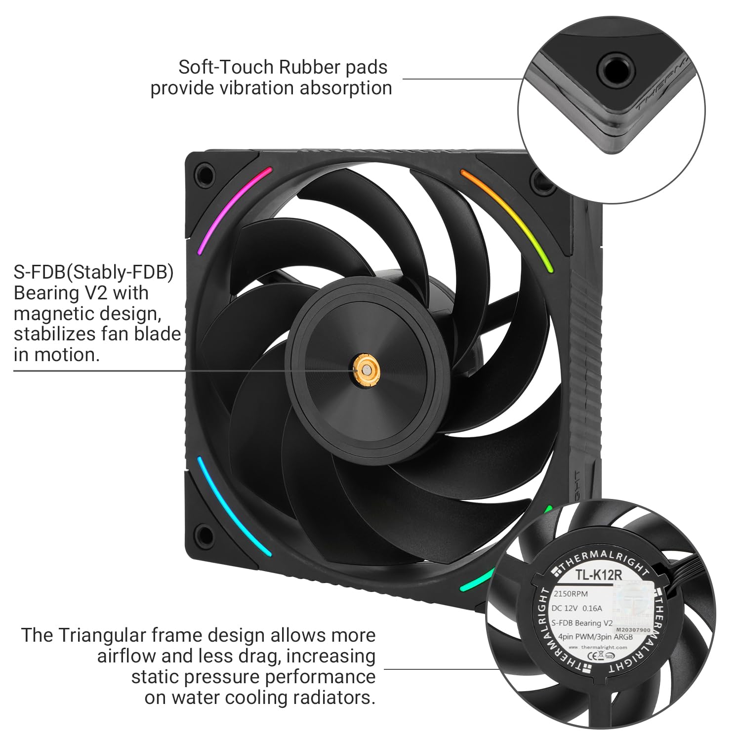Thermalright TL-K12RW 120mm Reverse Fan CPU Cooler Fan 2150RPM Speed ...