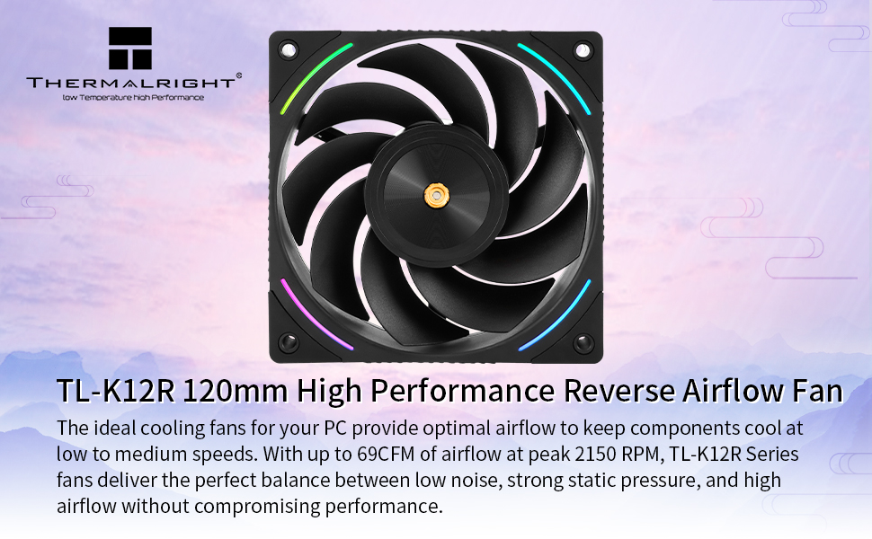 Thermalright TL-K12RW 120mm Reverse Fan CPU Cooler Fan 2150RPM Speed ...