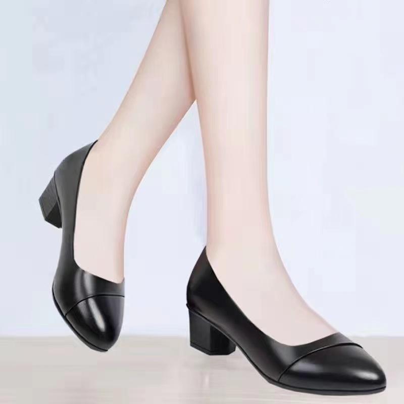 New fashion Round Toe high heels school office work shoes black heels ...
