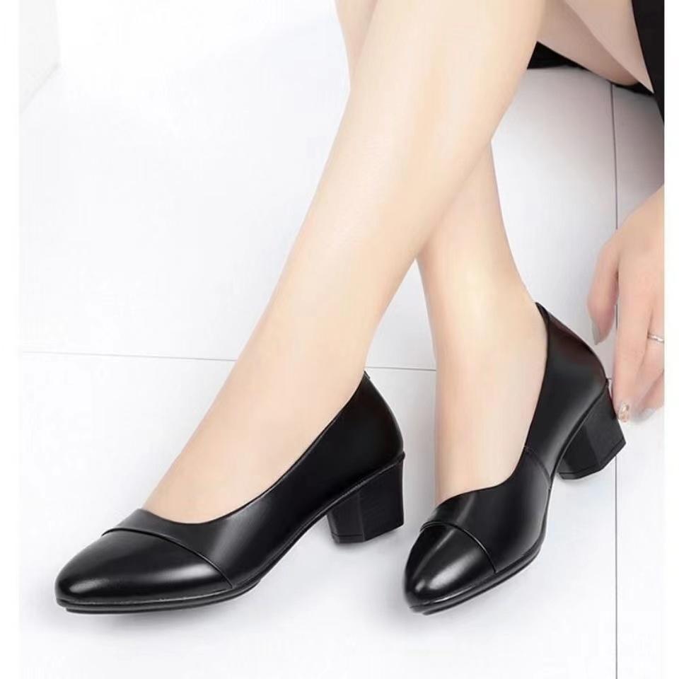 New fashion Round Toe high heels school office work shoes black heels ...