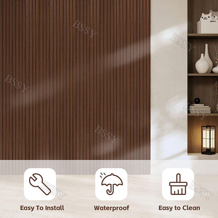 20PCS Solid Wood Panel PVC Board Wallpaper Fluted Wall Panel Sticker ...