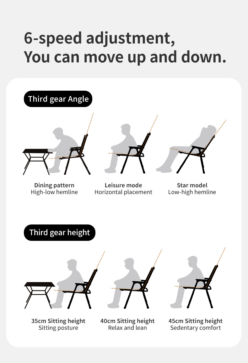Naturehike Outdoor Camping Folding Chair Height Adjustable Recliner ...