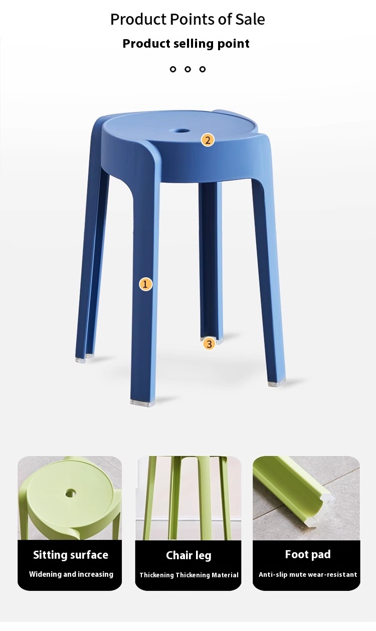 Plastic Stools Stackable Household High Chair Nordic Round Stool ...