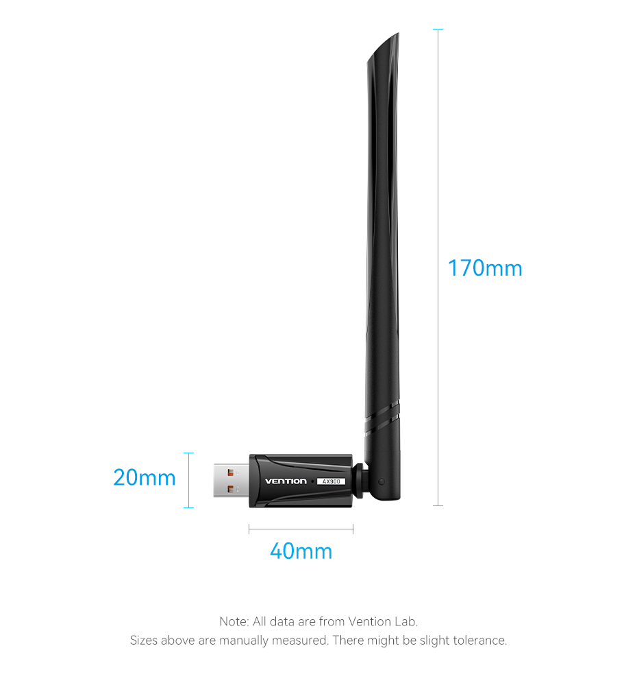 Vention WiFi 6 USB Wi-Fi Adapter Dual Band 5GHz/2.4GHz 600Mbps Audio ...