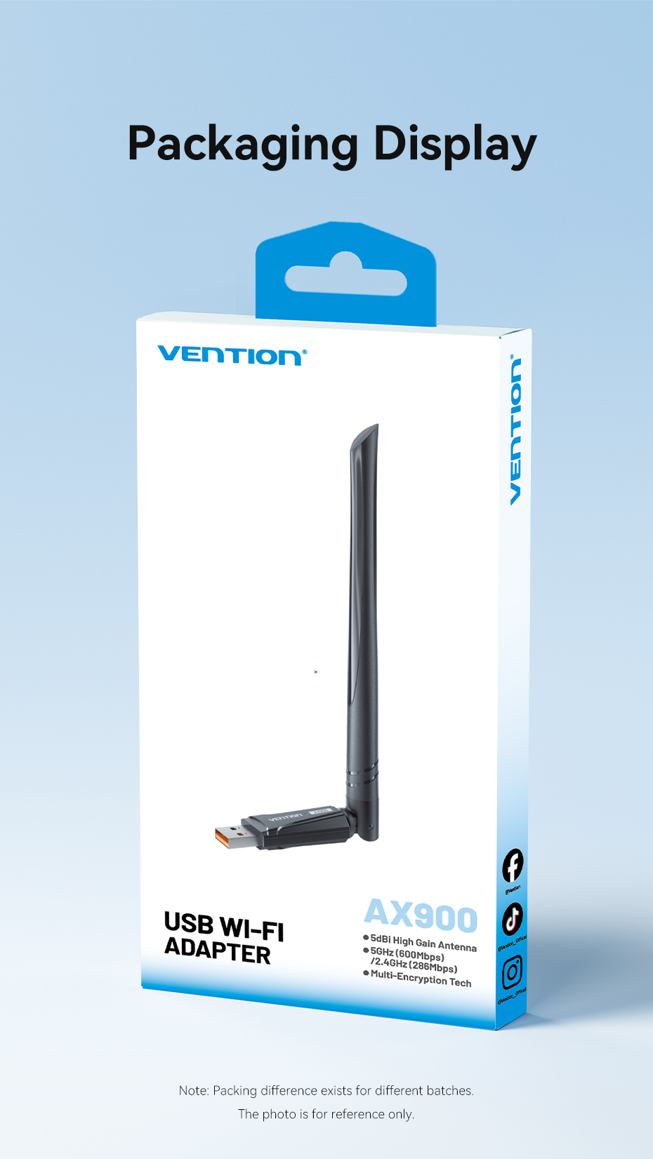 Vention WiFi 6 USB Wi-Fi Adapter Dual Band 5GHz/2.4GHz 600Mbps Audio ...