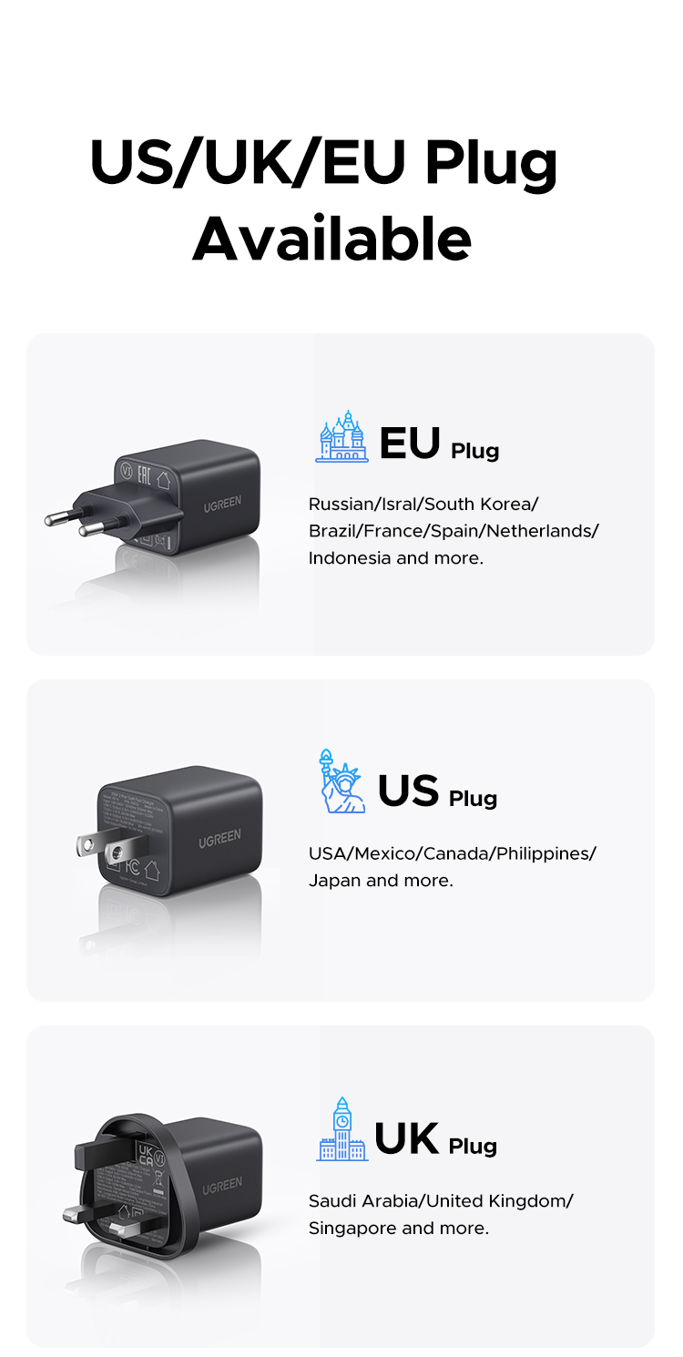 UGREEN 20W USB-C /USB-A 2 Ports Charger Nexode GaN Fast Charger USB-C ...