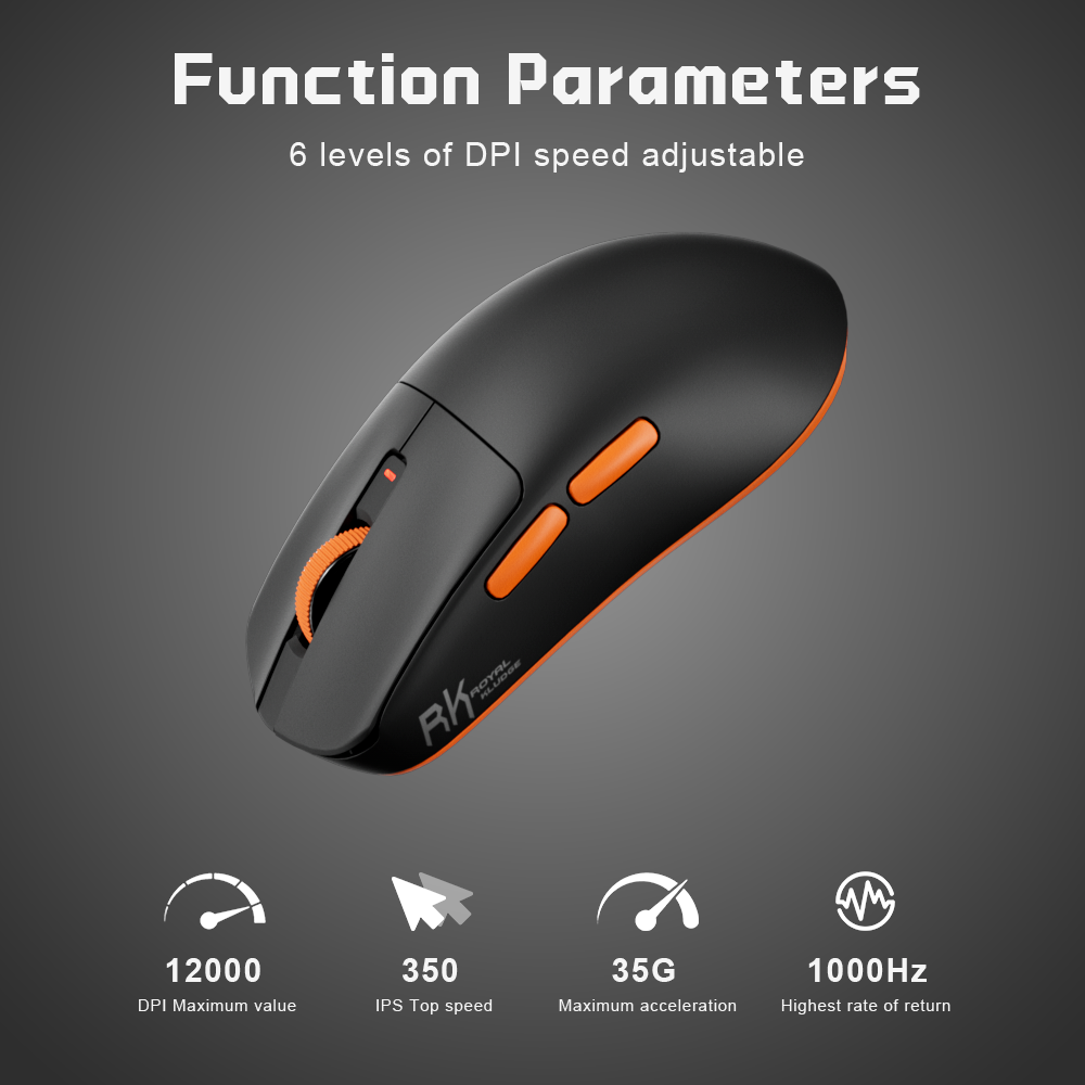 RK M30 Royal Kludge Wireless Mouse Tri-Mode Bluetooth Rechargeable ...