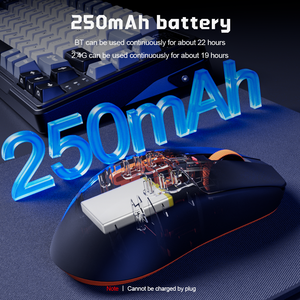 RK M30 Royal Kludge Wireless Mouse Tri-Mode Bluetooth Rechargeable ...