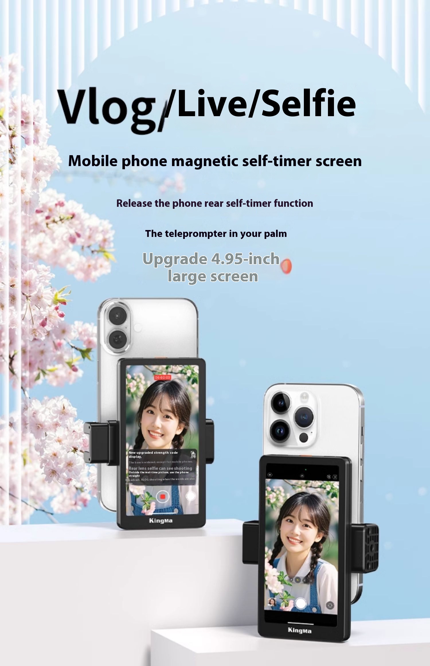 Kingma PH05-MAX phone rear selfie display screen teleprompter for ...