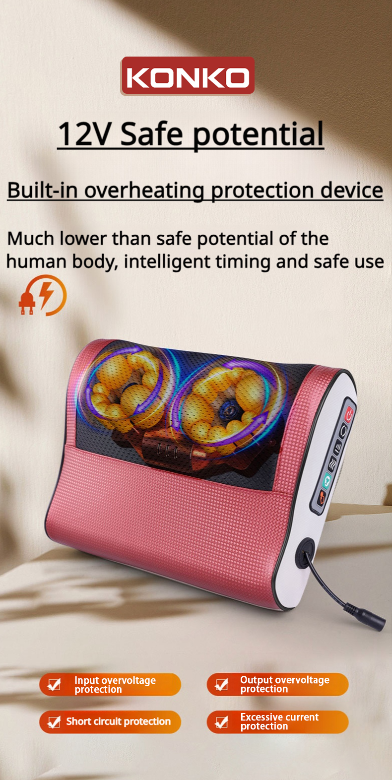 KONKO Pillow Massager Back Massager Electric Massager Therapy Neck ...