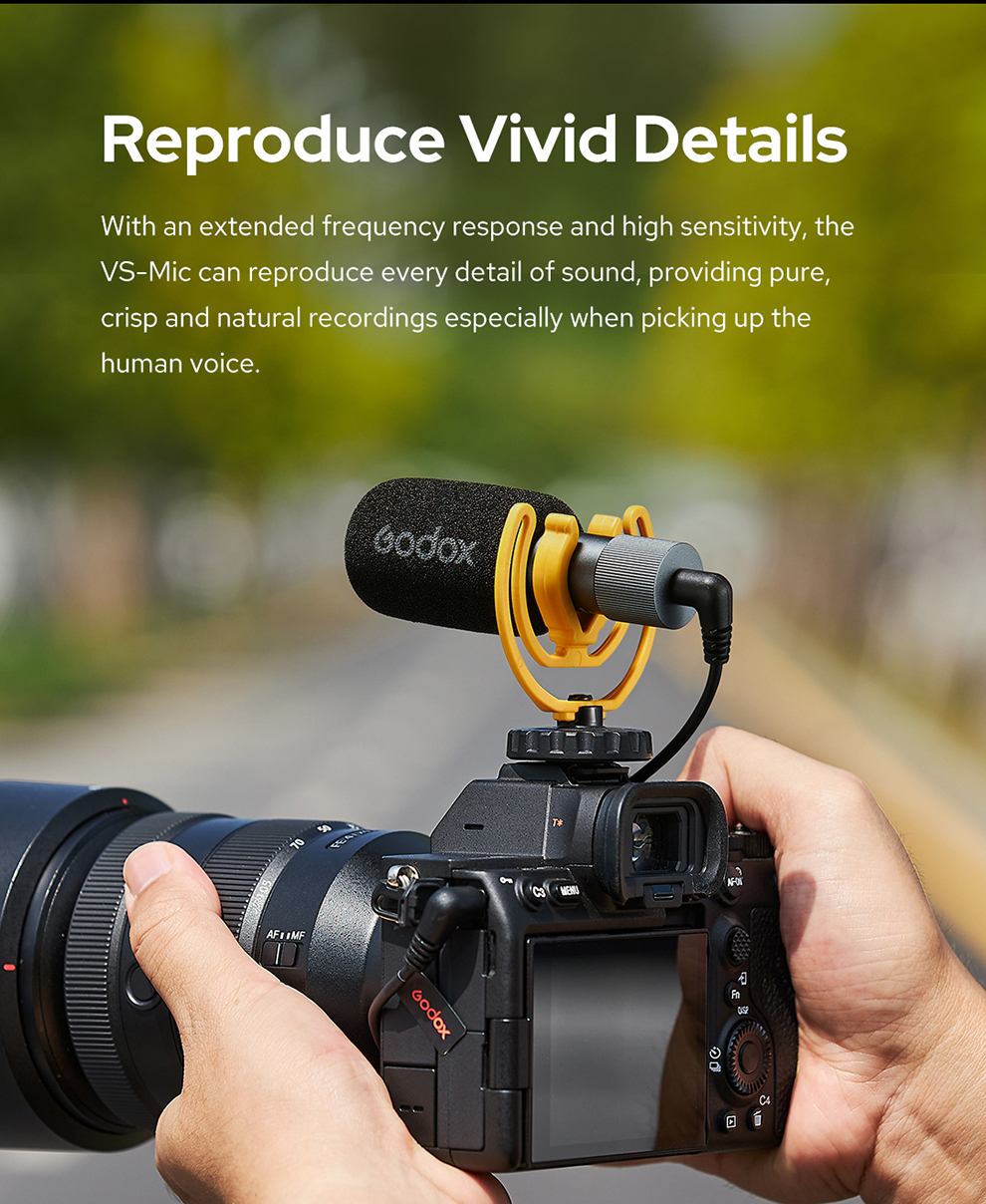 Godox VS-Mic Compact Shotgun Microphone 3.5mm MIC for iPhone Android ...