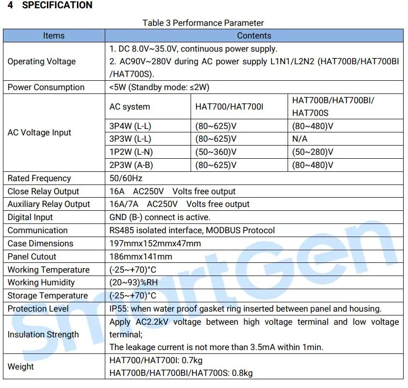 Original Smartgen HAT700B ATS CONTROLLER Silicone panel, Suitable for SGQ ATS, Current detection ...