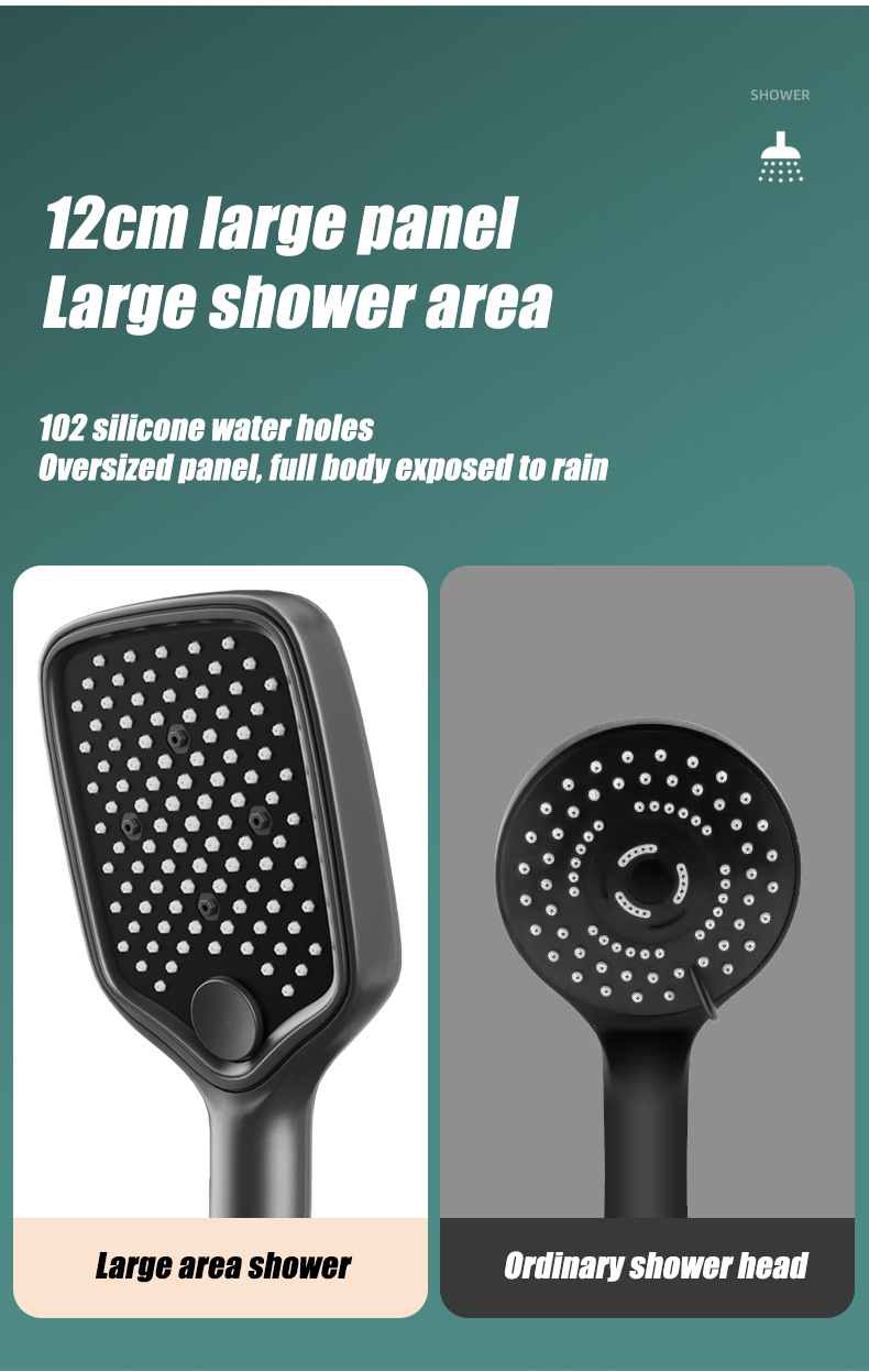 German 900% Square Shower Head Set Booster Shower Rain Rainfall Shower ...