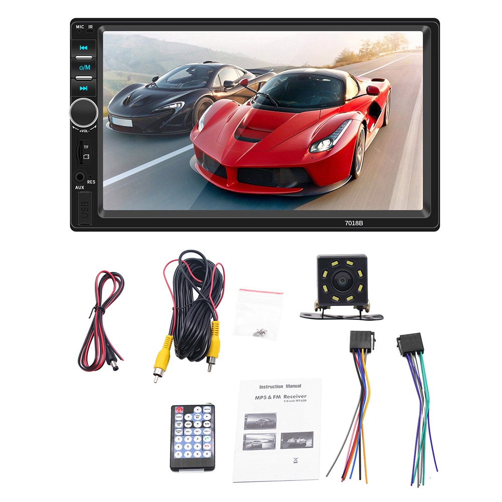 7018B Car Radio 7" HD 12V Touch Screen 2 Din Auto MP5 Player Bluetooth ...