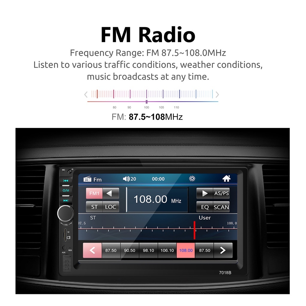 COD 7018B 2 Din 7 inch Car Stereo Audio Radio Bluetooth 7" Touch Screen ...