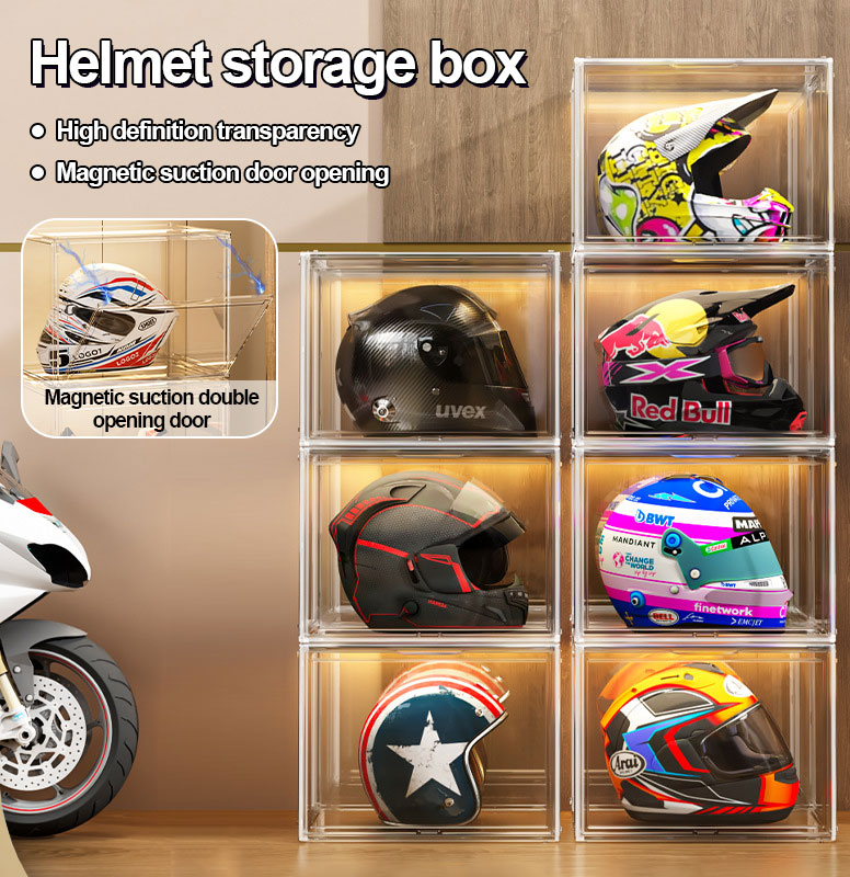 Helmet Storage Box Transparent Acrylic -Dustproof Cabinet for Home ...