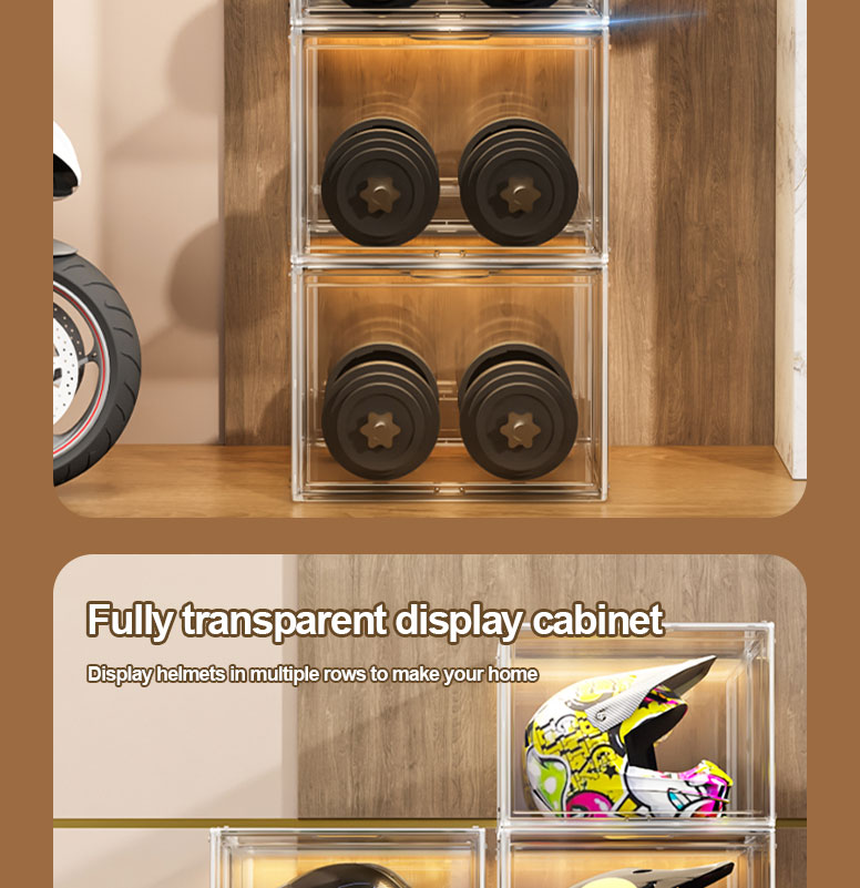 Helmet Storage Box Transparent Acrylic -Dustproof Cabinet for Home ...