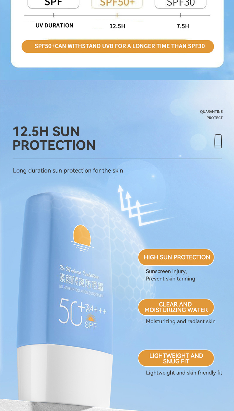 Isolation sunscreen, anti UV makeup, three in one sunscreen, refreshing, whitening, moisturizing ...