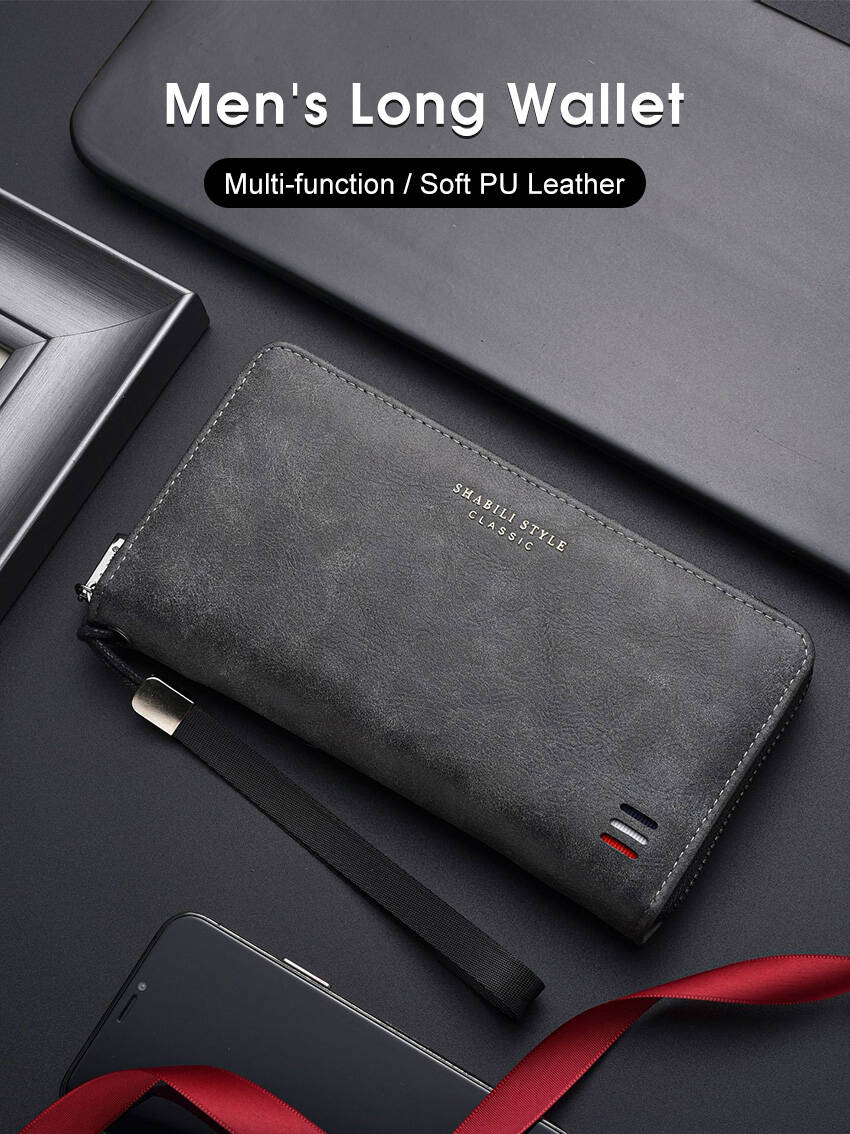 MENSPE Men's Soft PU Multi-Functional Large Capacity Long Wallet Coin ...