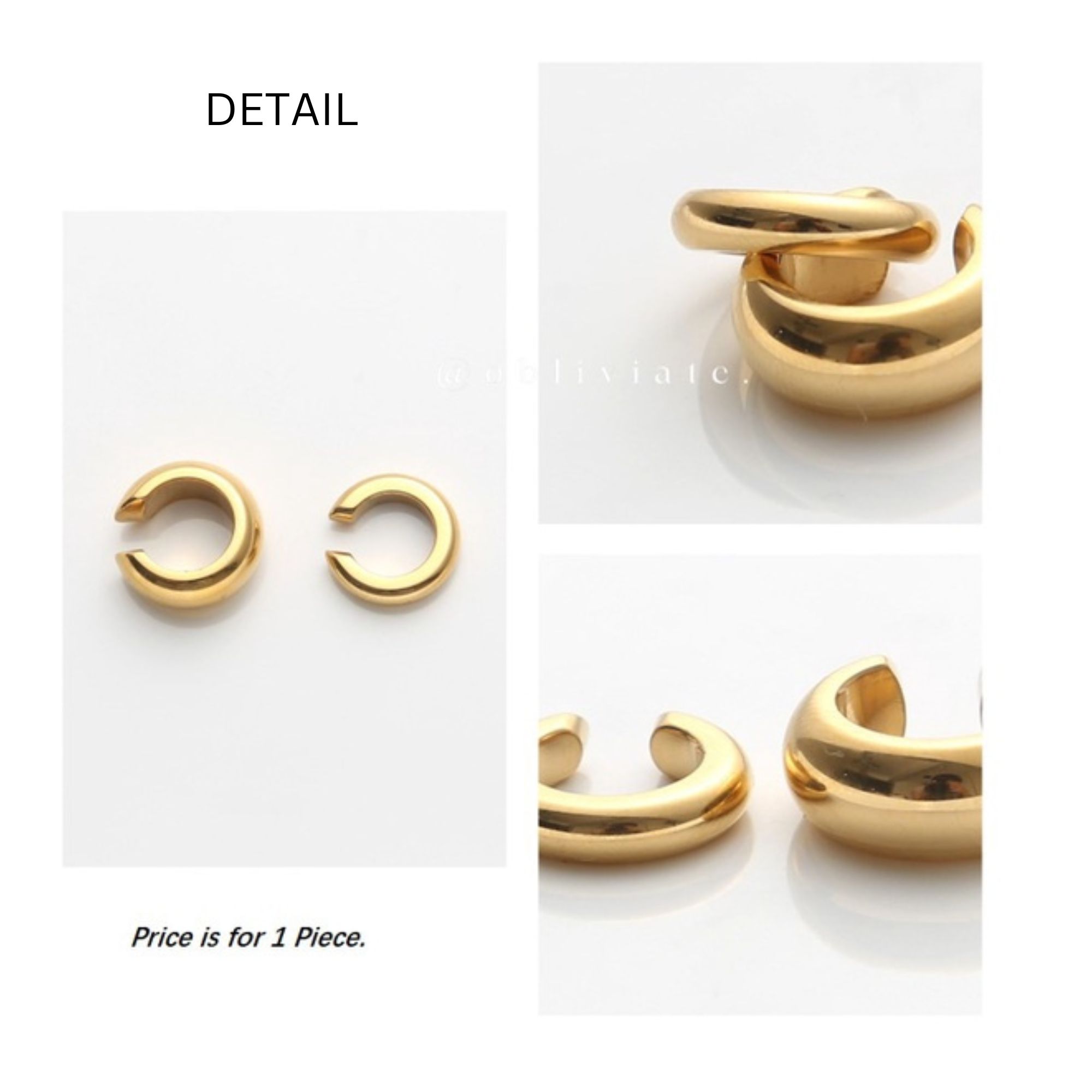 1 Piece No Pierced Basic Ear Cuff Clip Earrings Minimalist • Non-Fade 18K Gold Plated ...