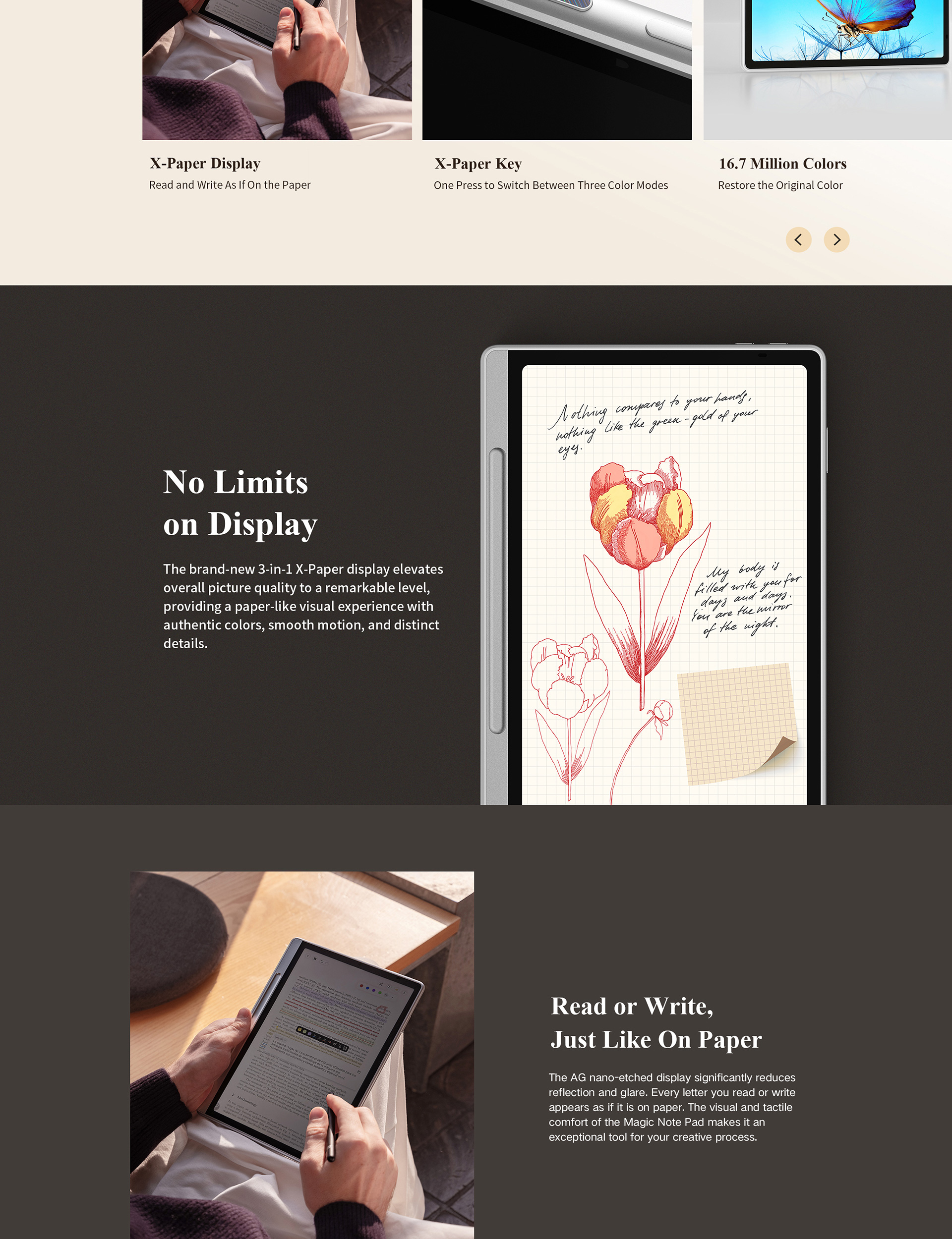XPPen Magic Note Pad 11 inch World-first 3-in-1 Color Note Pad 128GB E Note E Reader Android ...
