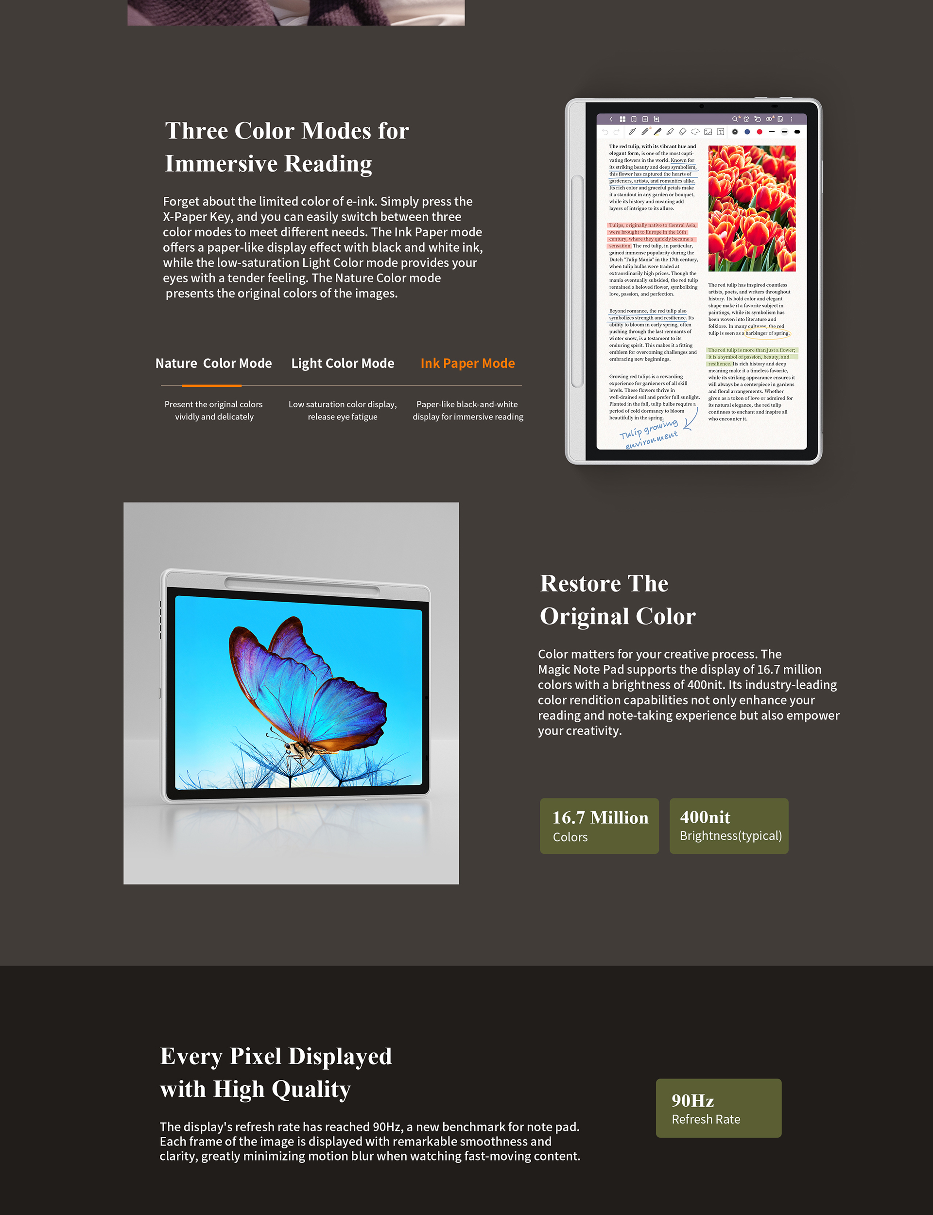 XPPen Magic Note Pad 11 inch World-first 3-in-1 Color Note Pad 128GB E ...