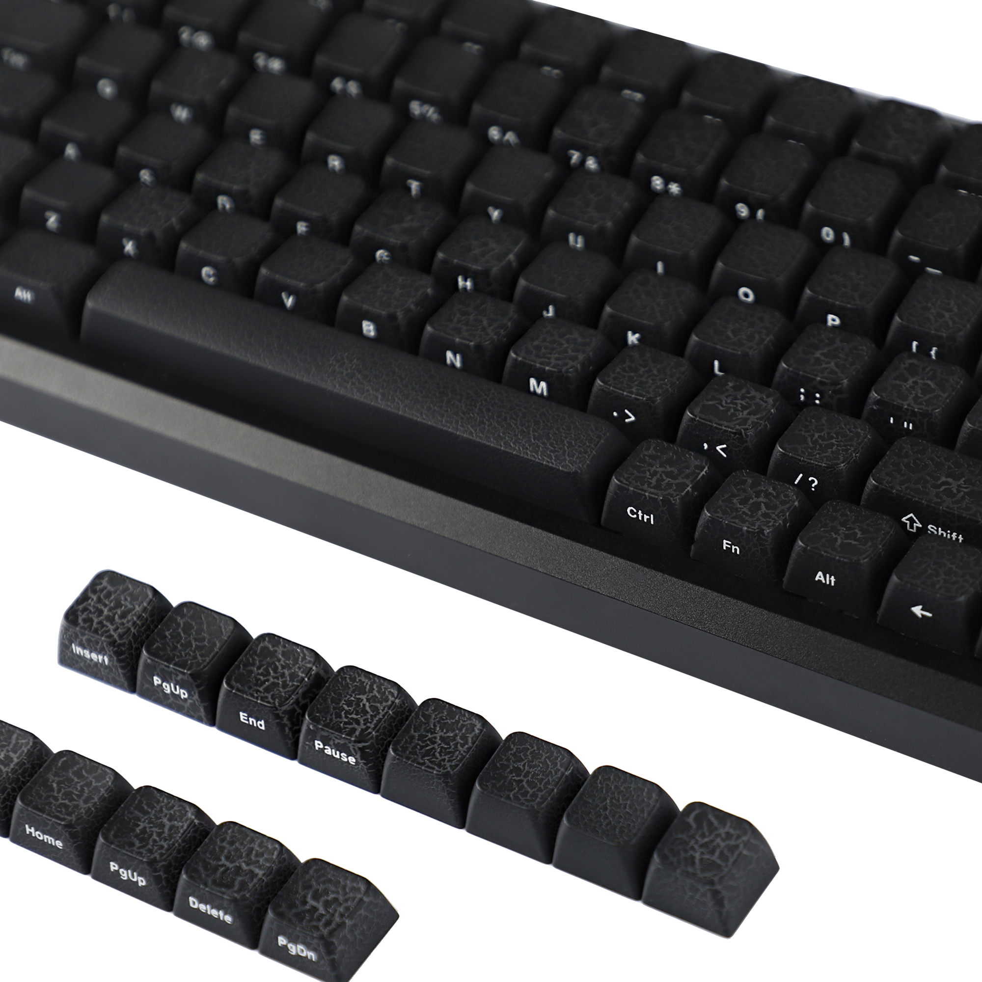 YMDK 123 Key Black White Ice Crack Theme Shine Through Side Print PC ...