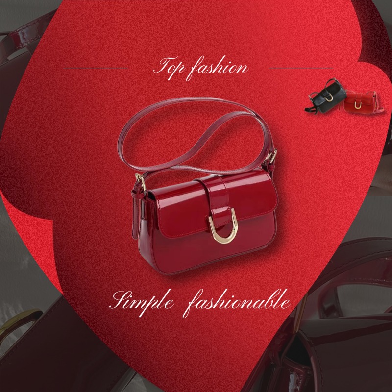 Retro Wine Red Vachette Clasp Portable Underarm Shoulder Messenger Bag ...