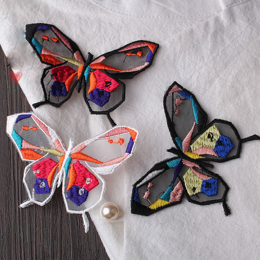 1 Set Butterfly Patch Patches Embroidery Sew On Badge Clothing Applique ...