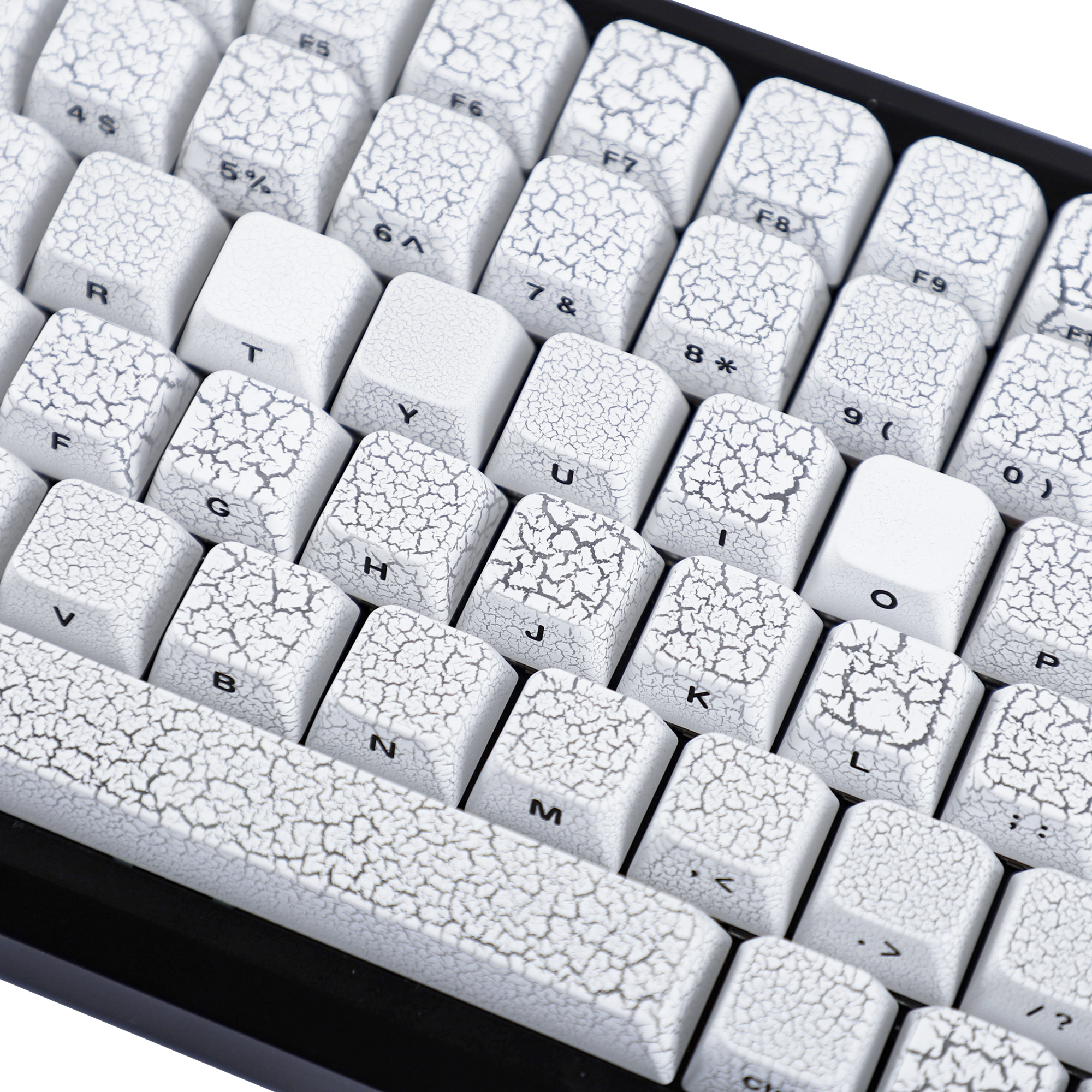 YMDK 123 Key Black White Ice Crack Theme Shine Through Side Print PC ...