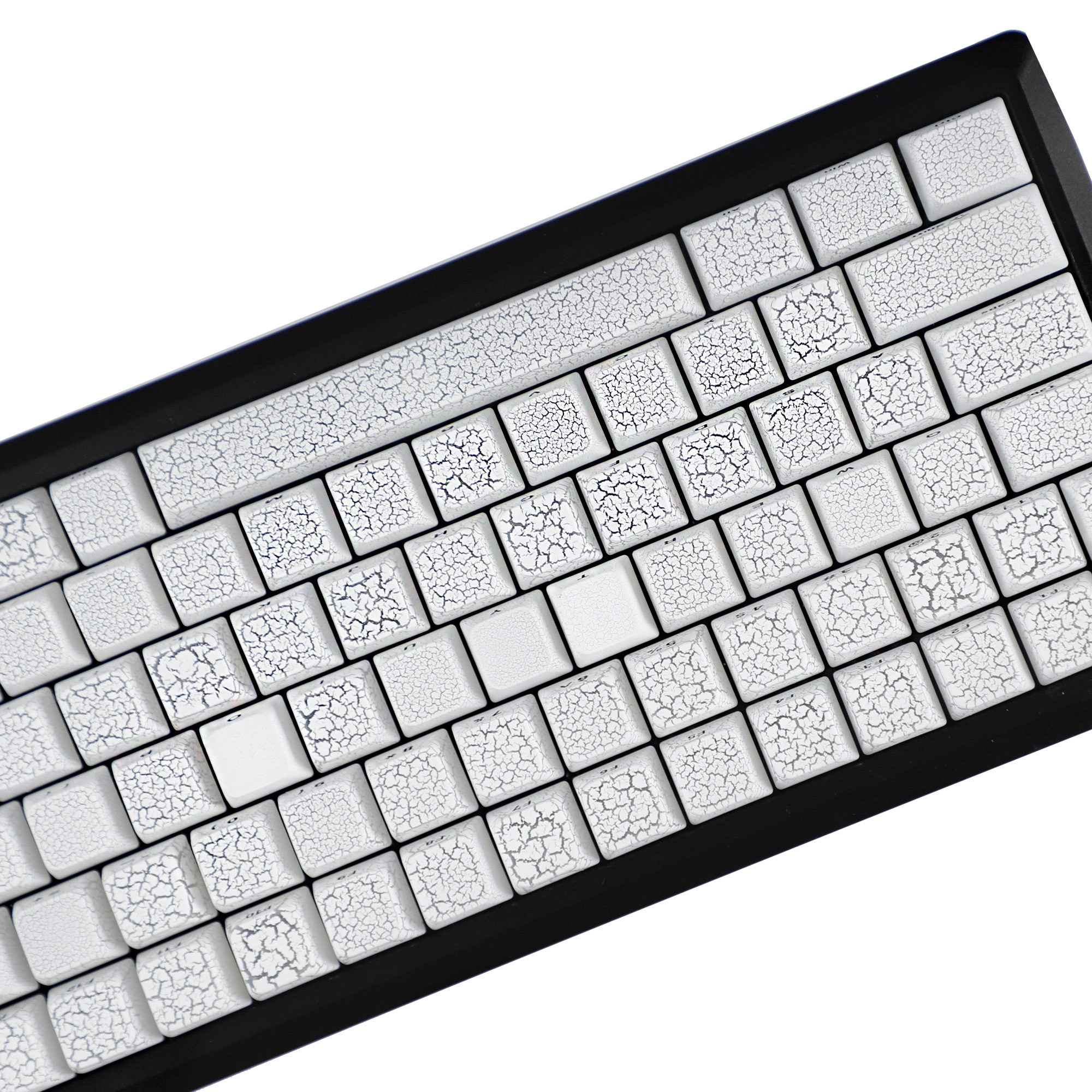YMDK 123 Key Black White Ice Crack Theme Shine Through Side Print PC ...