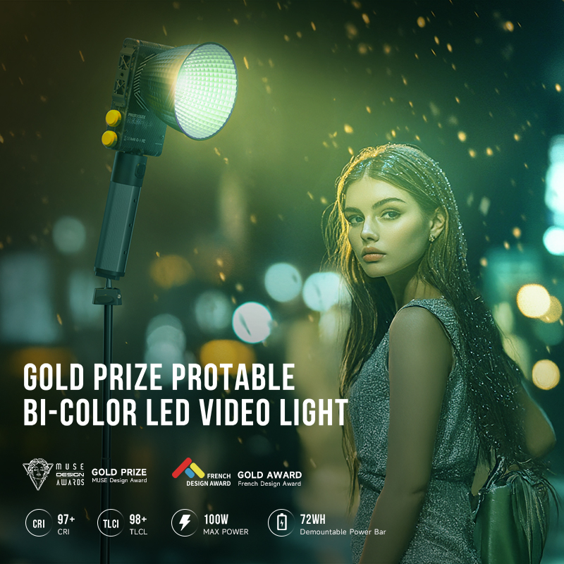 PHOTOOLEX Q100C 100W COB Video Light with 72Wh Battery Grip, RGB Full ...