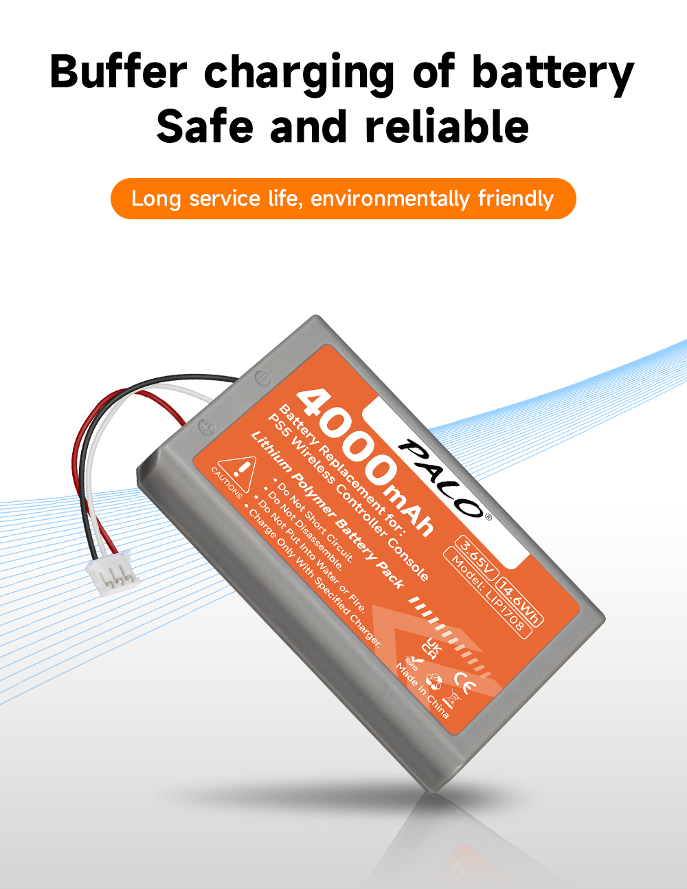 PALO PS5 4000mAh Rechargeable Battery for Sony PS5 LIP1708 DualSense ...
