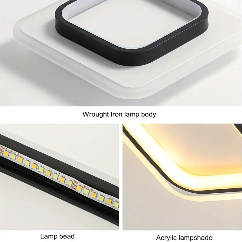 TEECK LED Ceiling Light Tricolor Chandelier Modern Nordic Square Lights ...